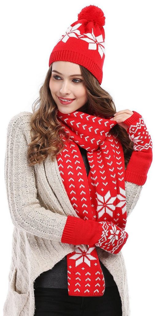 's Snowflake Hat Gloves and Scarf Winter Set - Visuall.co
